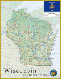 Wisconsin Physical State Map– I Love Maps